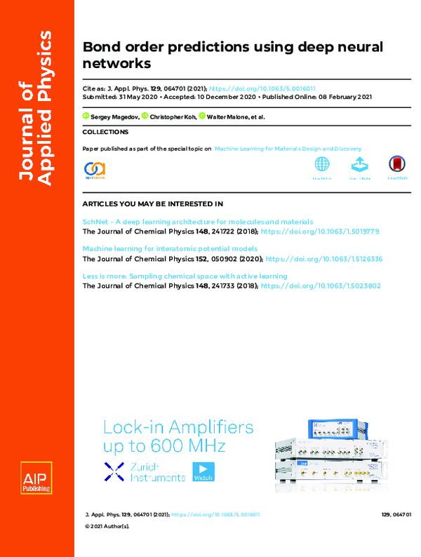 (PDF) Bond order predictions using deep neural networks | Christopher Fu-Chai Koh - Academia.edu