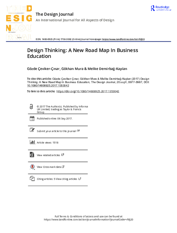 (PDF) Design Thinking: A New Road Map In Business Education