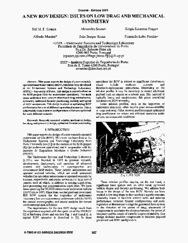 (PDF) A new ROV design: issues on low drag and mechanical symmetry