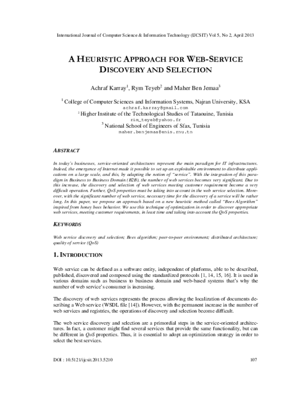 (PDF) A Heuristic Approach for Web-Service Discovery and Selection