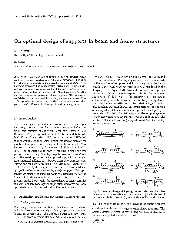 (PDF) On optimal design of supports in beam and frame structures