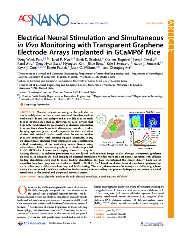 (PDF) Electrical Neural Stimulation and Simultaneous In Vivo Monitoring with Transparent ...