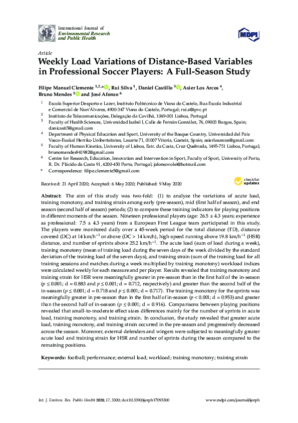 (PDF) Weekly Load Variations of Distance-Based Variables in ...