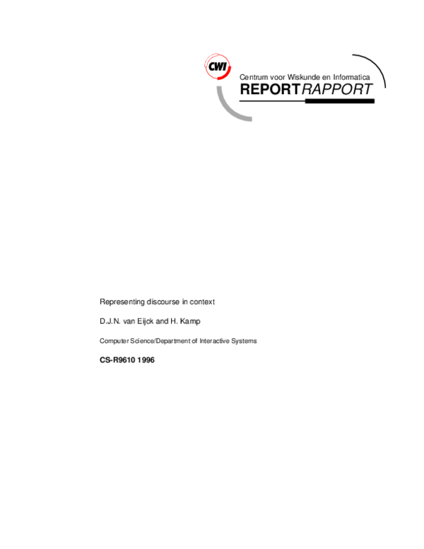 (PDF) Representing Discourse in Context*