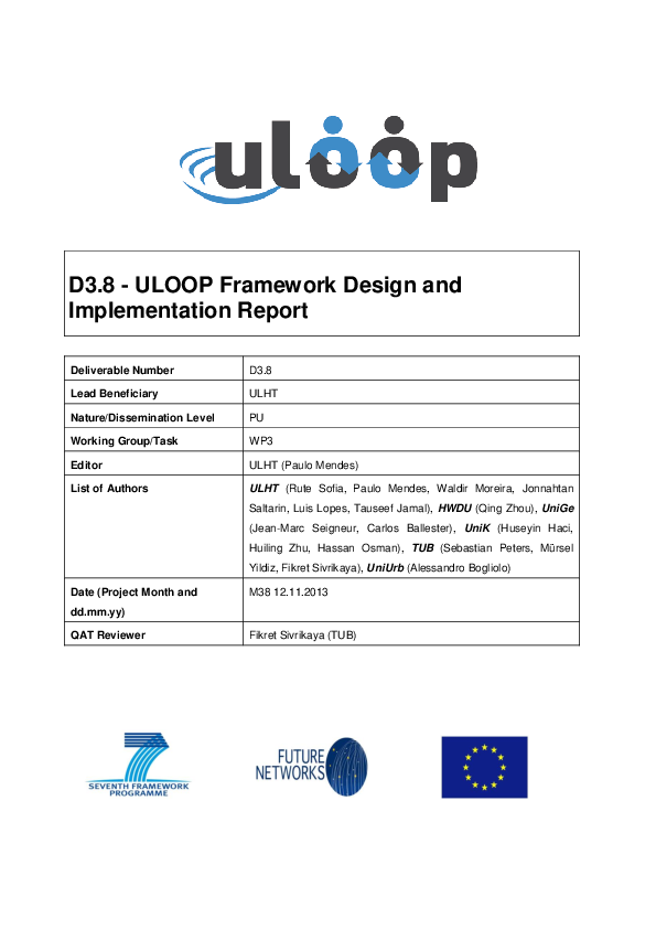 (PDF) D3.8 - ULOOP Framework Design and Implementation Report