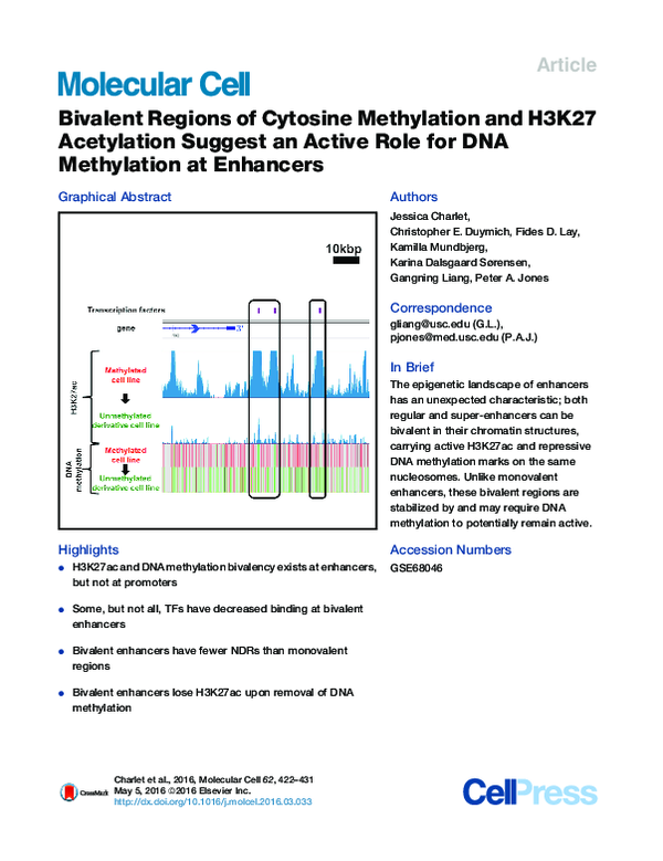(PDF) Bivalent Regions of Cytosine Methylation and H3K27 Acetylation ...