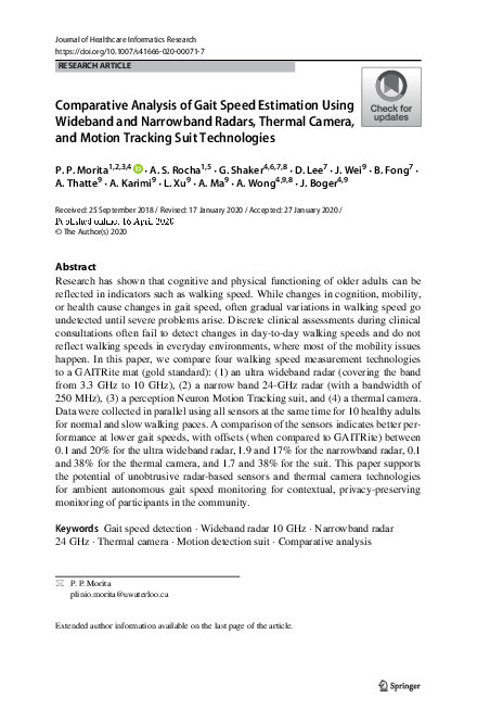 (PDF) Comparative Analysis of Gait Speed Estimation Using Wideband and ...