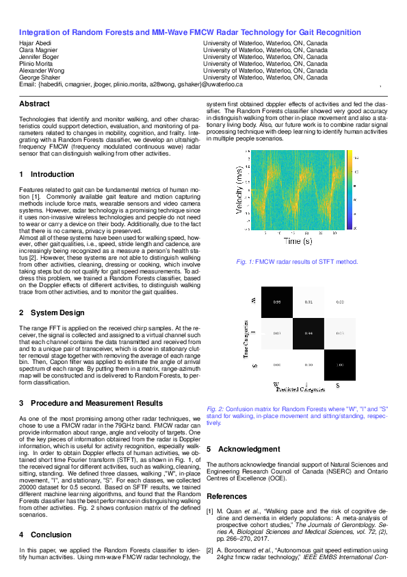 (PDF) Integration of Random Forests and MM-Wave FMCW Radar Technology ...