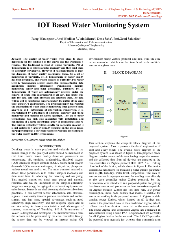 (PDF) IOT Based Water Monitoring System (PDF) IOT Based Water Monitoring System
