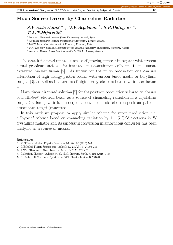 (PDF) Muon Source Driven by Channeling Radiation