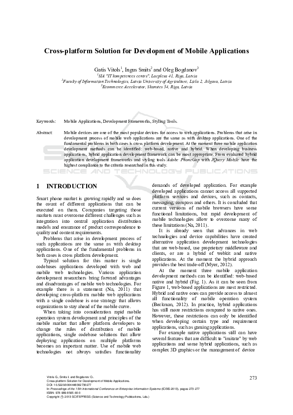 (PDF) Cross-platform Solution for Development of Mobile Applications