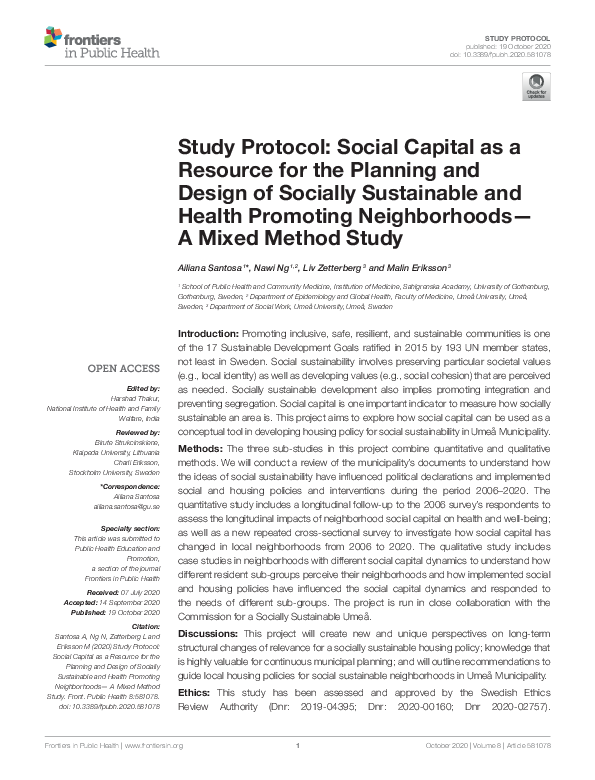 (PDF) Study Protocol: Social Capital as a Resource for the Planning and ...
