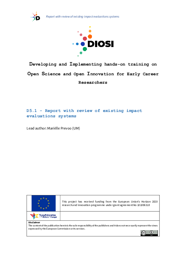 (PDF) D5.1 - Report with review of existing impact evaluations systems