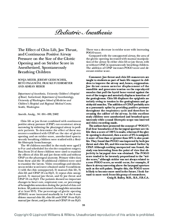 (PDF) The Effect of Chin Lift, Jaw Thrust, and Continuous Positive ...