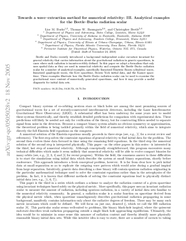 Pdf Towards A Wave Extraction Method For Numerical Relativity Iv