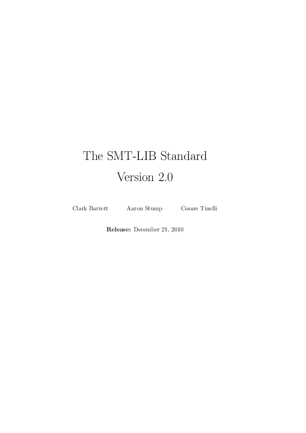 (PDF) The smt-lib standard: Version 2.0