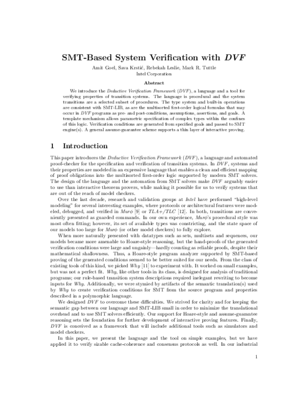 (PDF) SMT-Based System Verification with DVF