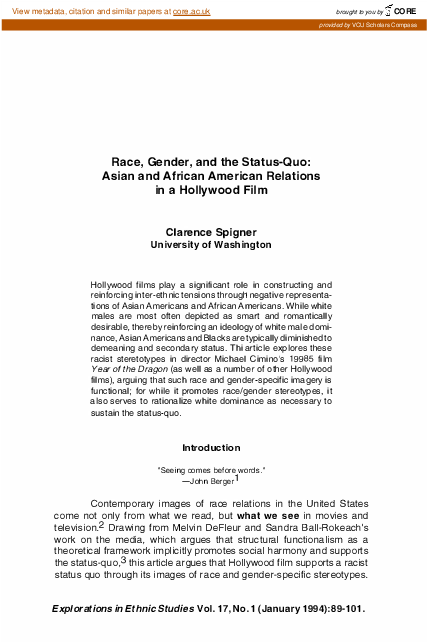 (PDF) Race, Gender, and the Status-Quo: Asian and African American ...