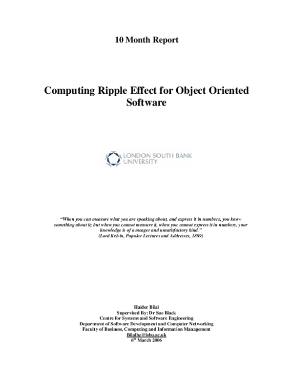 (PDF) Computing ripple effect for object oriented software (PDF) Computing ripple effect for object oriented software