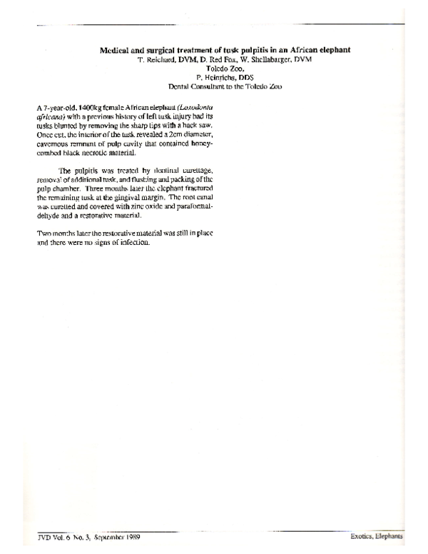 (PDF) Medical and surgical treatment of tusk pulpitis in an African ...