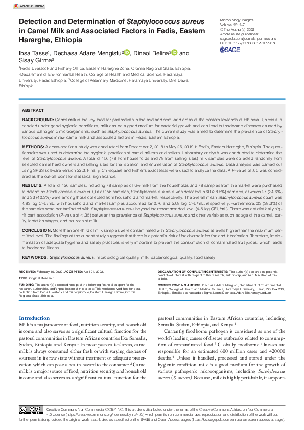 Pdf Detection And Determination Of Staphylococcus Aureus In Raw Camel