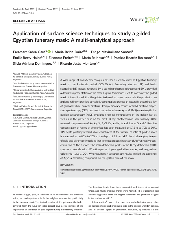 (PDF) Application of surface science techniques to study a gilded ...