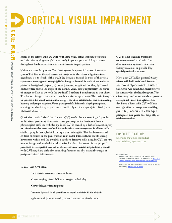 (PDF) Cortical Visual Impairment