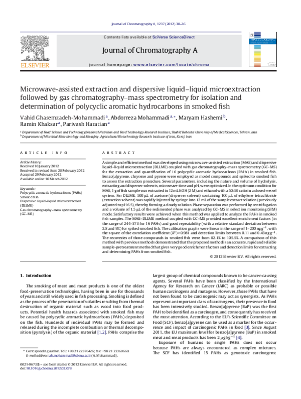 Microwave-assisted extraction and dispersive liquid–liquid microextraction followed by gas ...