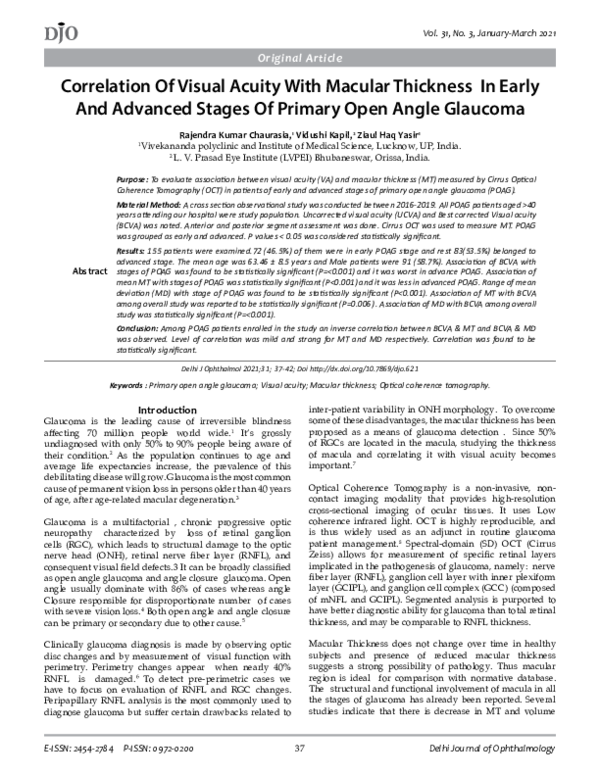 (PDF) Correlation Of Visual Acuity With Macular Thickness In Early And ...