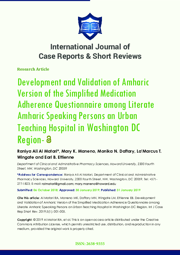 (PDF) Development and Validation of Amharic Version of the Simplified ...