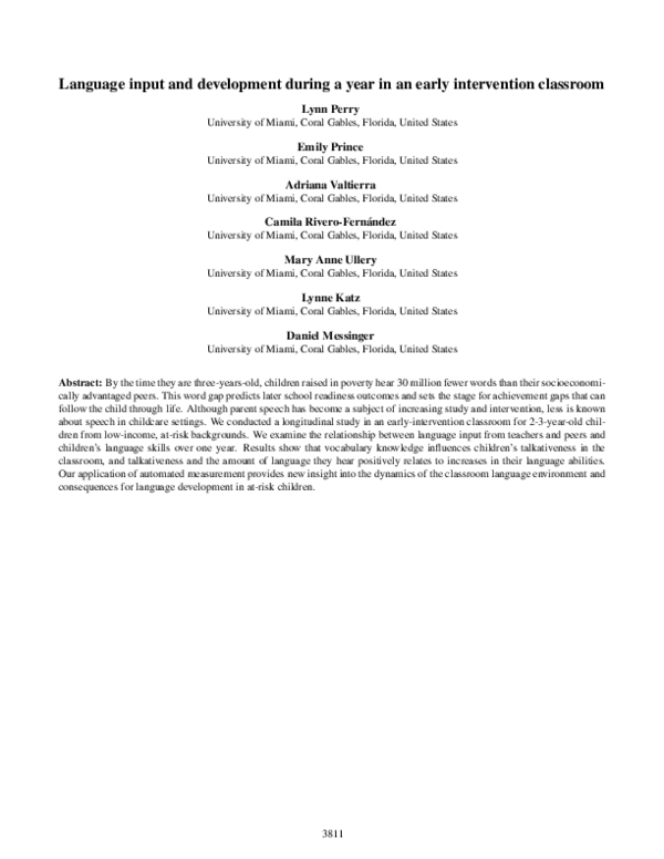 (PDF) Language input and development during a year in an early ...