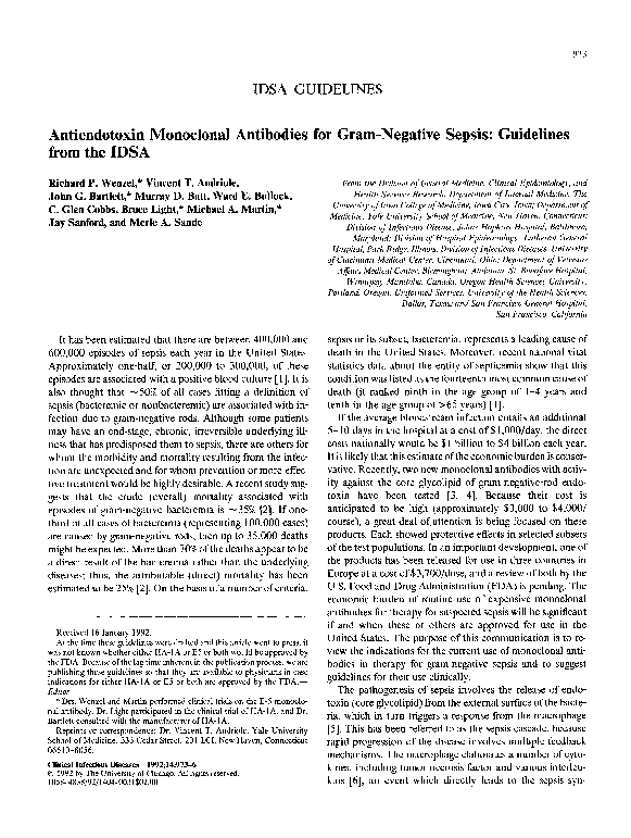 (PDF) Antiendotoxin Monoclonal Antibodies for Gram-Negative Sepsis ...