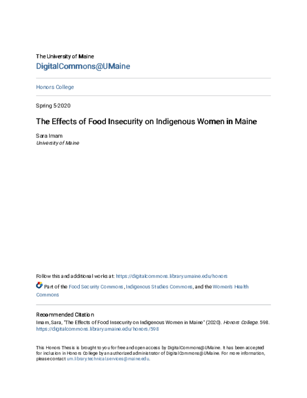 (PDF) The Effects of Food Insecurity on Indigenous Women in Maine