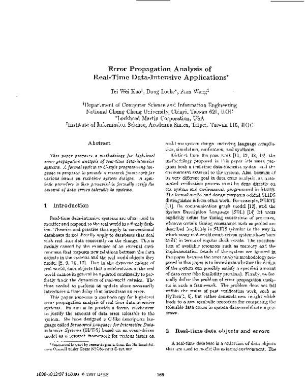 (PDF) Error propagation analysis of real-time data-intensive applications