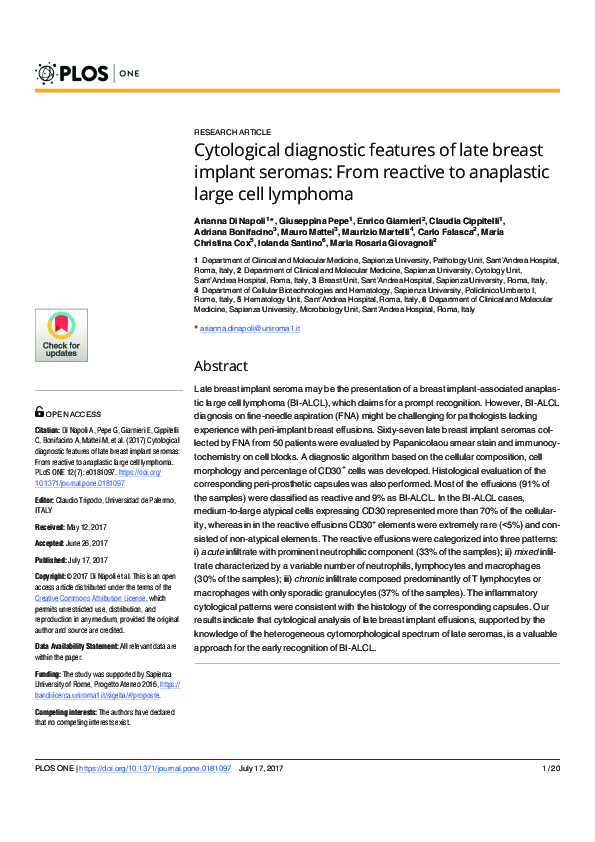 (PDF) Cytological diagnostic features of late breast implant seromas ...