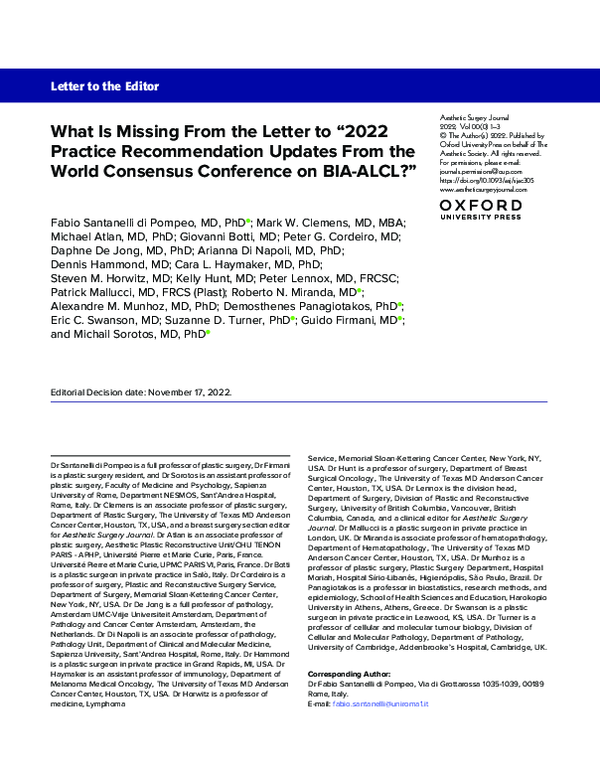 (PDF) Response to: What Is Missing From the 2022 Practice ...