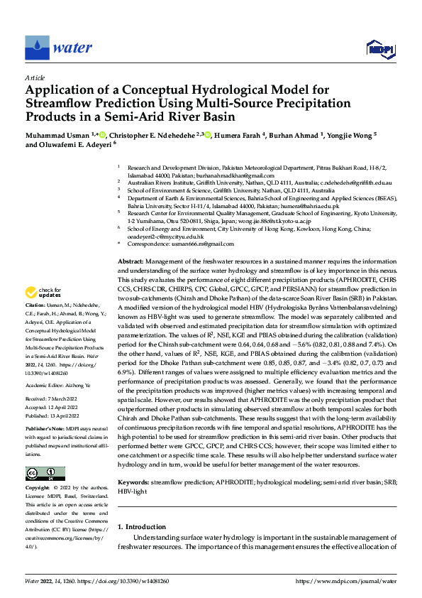 (PDF) Application of a Conceptual Hydrological Model for Streamflow Prediction Using Multi ...