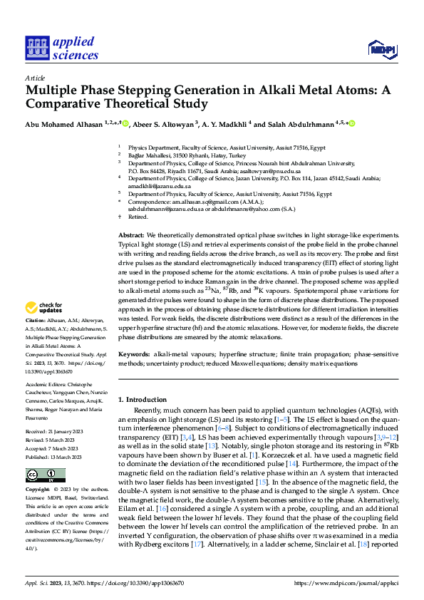 (PDF) Multiple Phase Stepping Generation in Alkali Metal Atoms: A Comparative Theoretical Study
