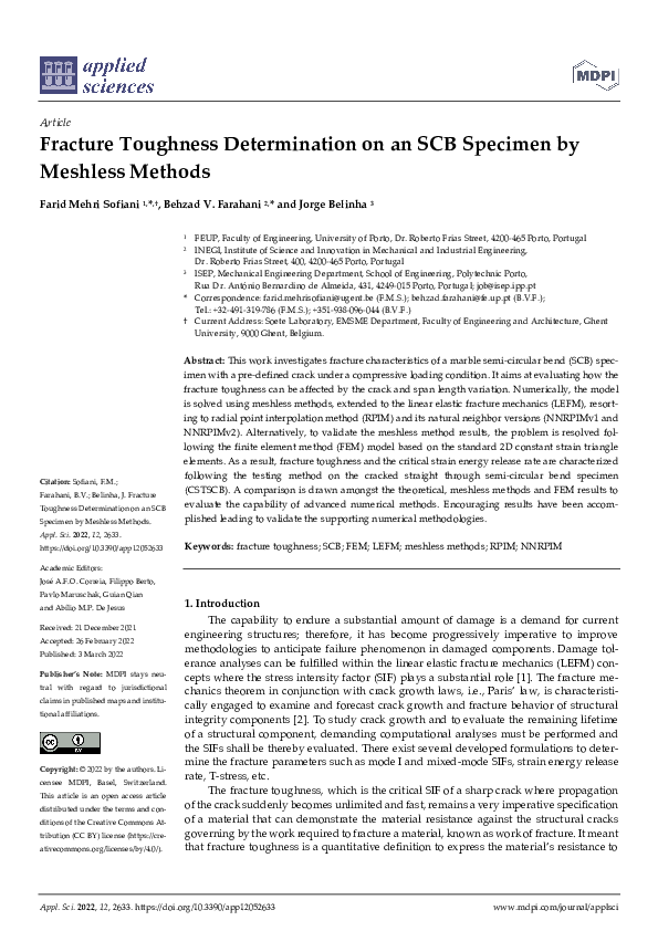 Pdf Fracture Toughness Determination On An Scb Specimen By Meshless Methods