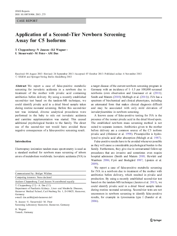 (PDF) Application of a second-tier newborn screening assay for c5 ...