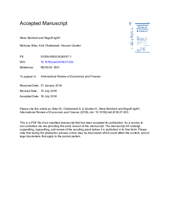 (PDF) Were Reinhart and Rogoff right?