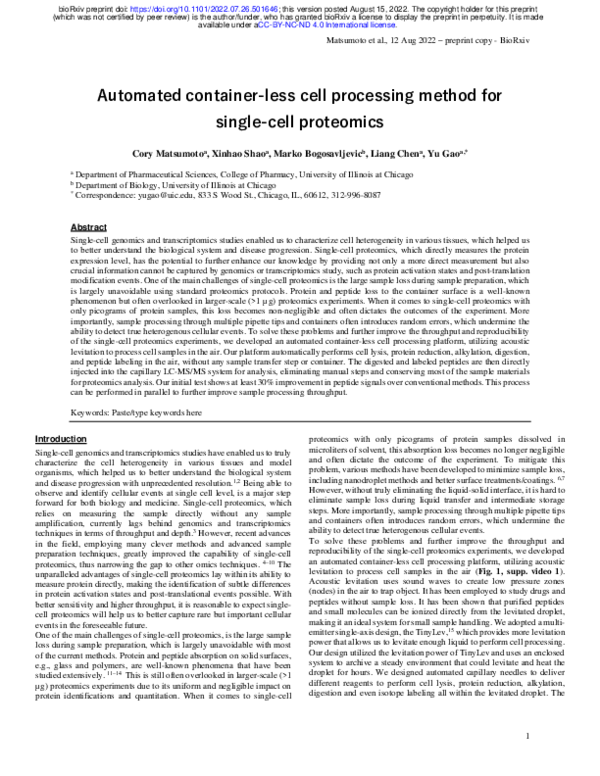 (PDF) Automated container-less cell processing method for single-cell ...