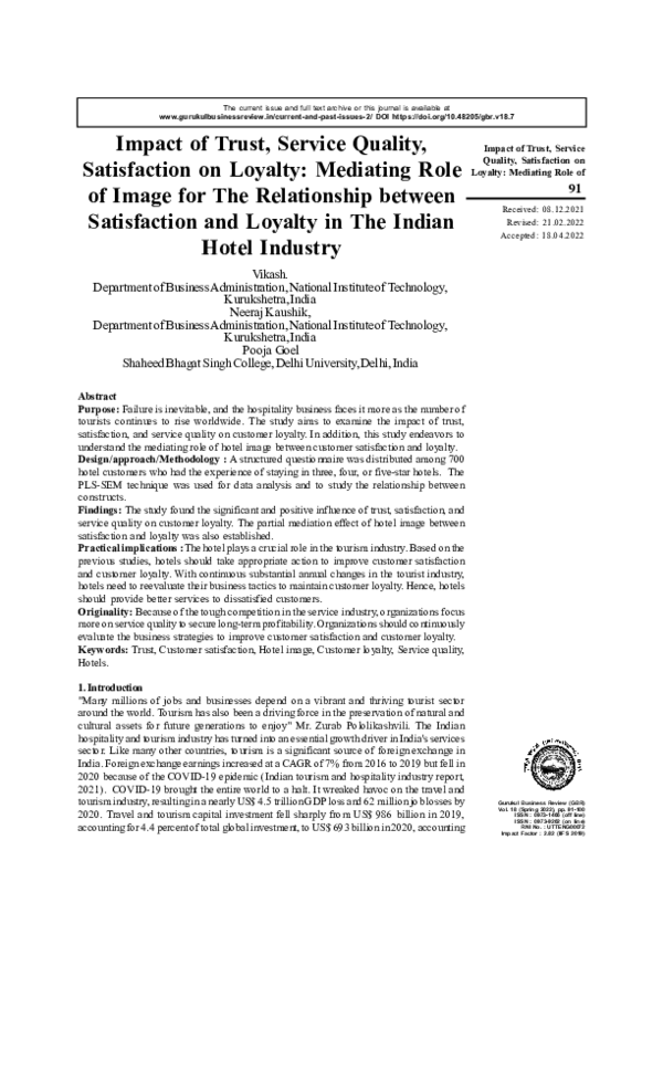 (PDF) Impact of Trust, Service Quality, Satisfaction on Loyalty ...