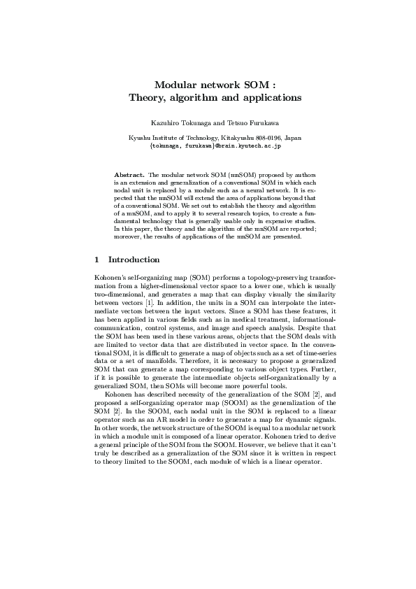(PDF) Modular Network SOM: Theory, Algorithm and Applications