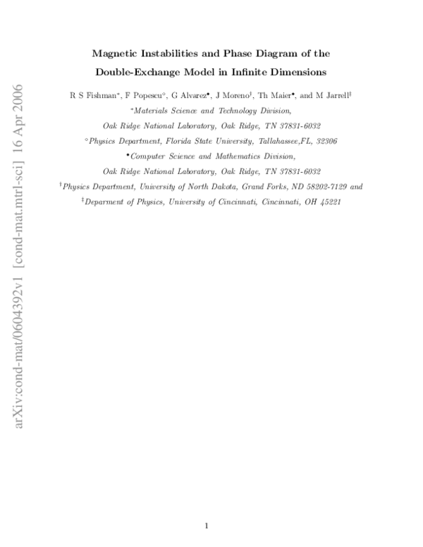(PDF) Magnetic instabilities and phase diagram of the double-exchange ...