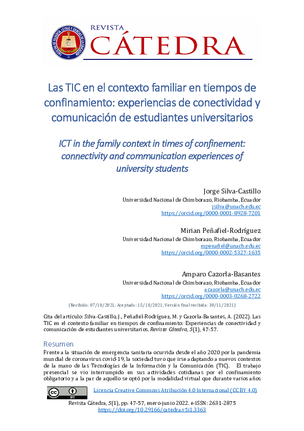 (PDF) Las TIC en el contexto familiar en tiempos de confinamiento ...