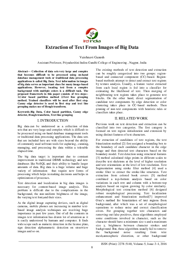 (PDF) Extraction of Text from Images of Big Data