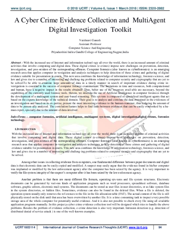 (PDF) A Cyber Crime Evidence Collection and MultiAgent Digital ...