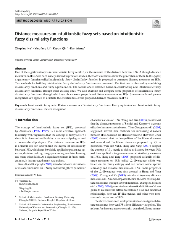 (PDF) Intuitionistic Fuzzy Distance Measures