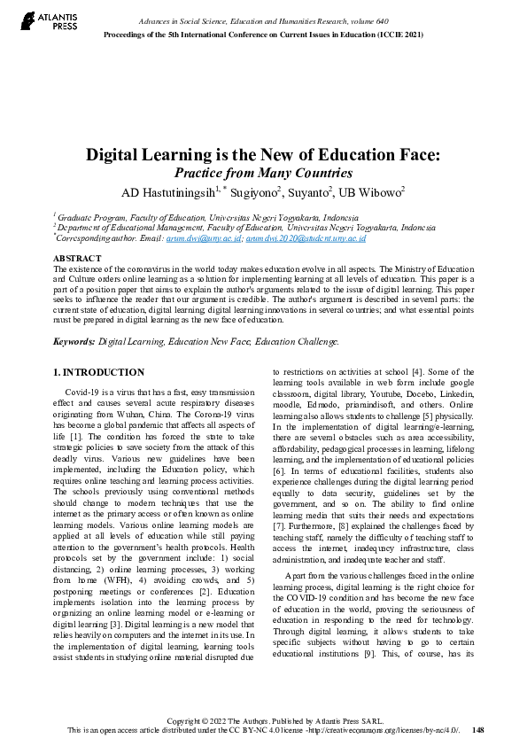(PDF) Digital Learning is the New of Education Face